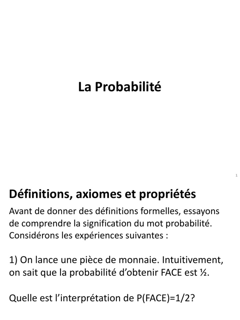 Signification de la probabilité et événements | PDF | Probabilité ...