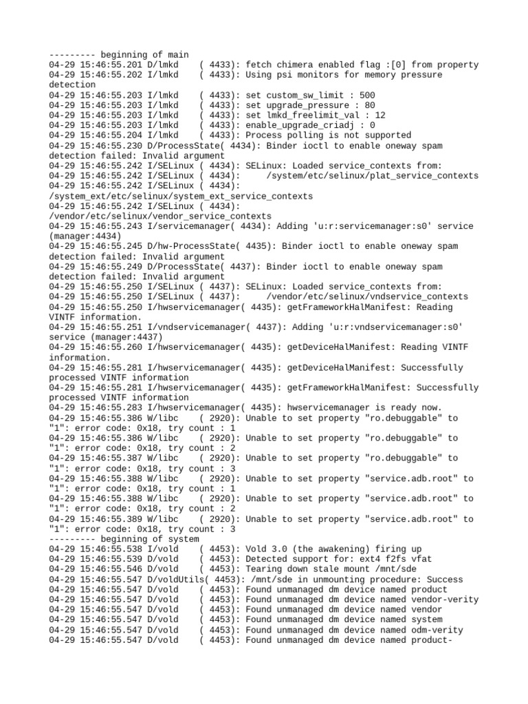 LMKD and Vold Initialization Logs | PDF | Cybernetics | Computer Data ...