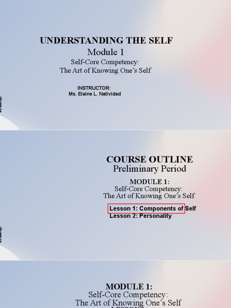 UTS PPT Module 1 Lesson1 Self-Core Competency | PDF | Self Concept | Self Esteem