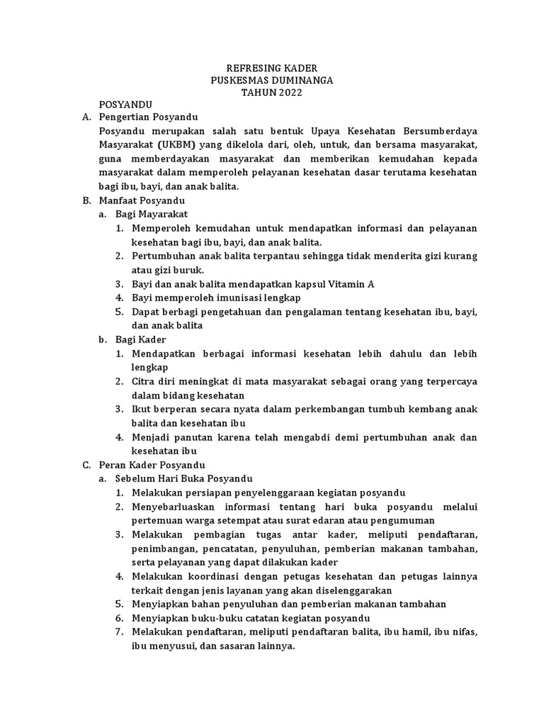 Materi Refresing Kader | PDF