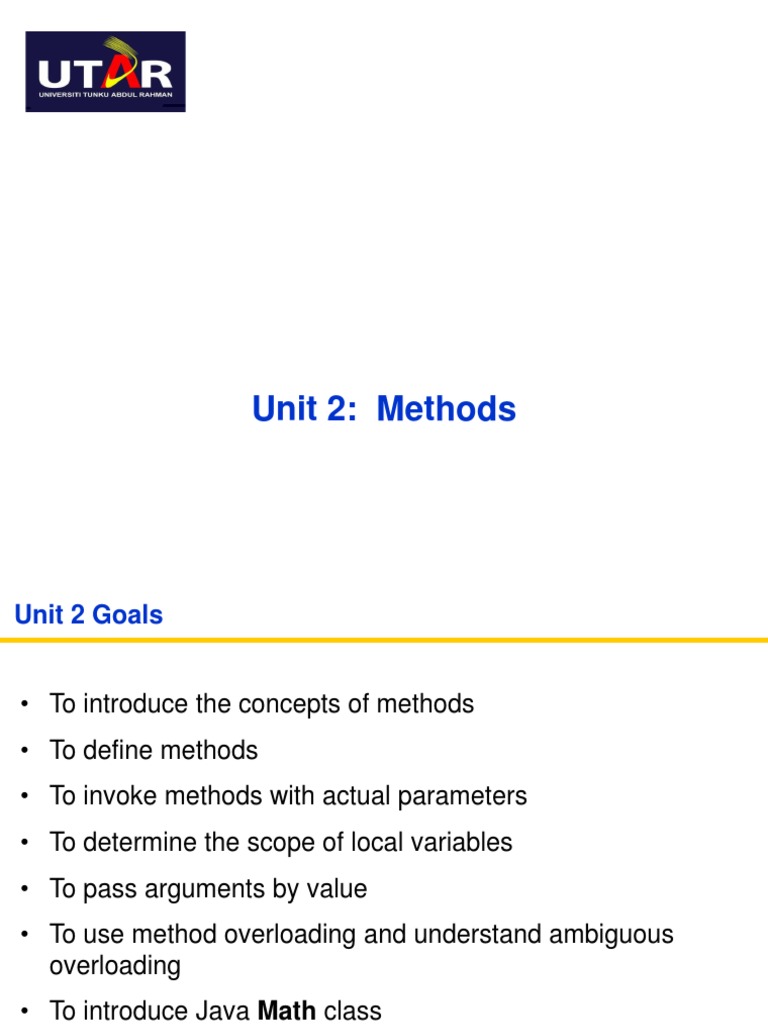 Unit 2 Methods Pdf Method Computer Programming Parameter Computer Programming