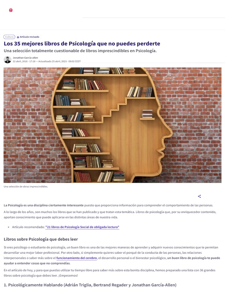 Los 35 Mejores Libros de Psicología Que No Puedes Perderte | PDF ...