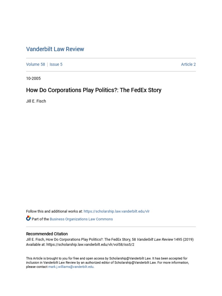 How Do Corporations Play Politics - The FedEx Story | PDF | Campaign Finance In The United ...