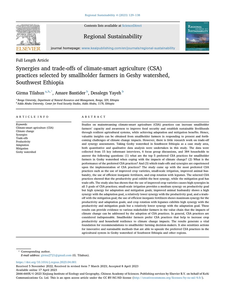 Climate-Smart Agriculture in Ethiopia | PDF | Agriculture | Smallholding