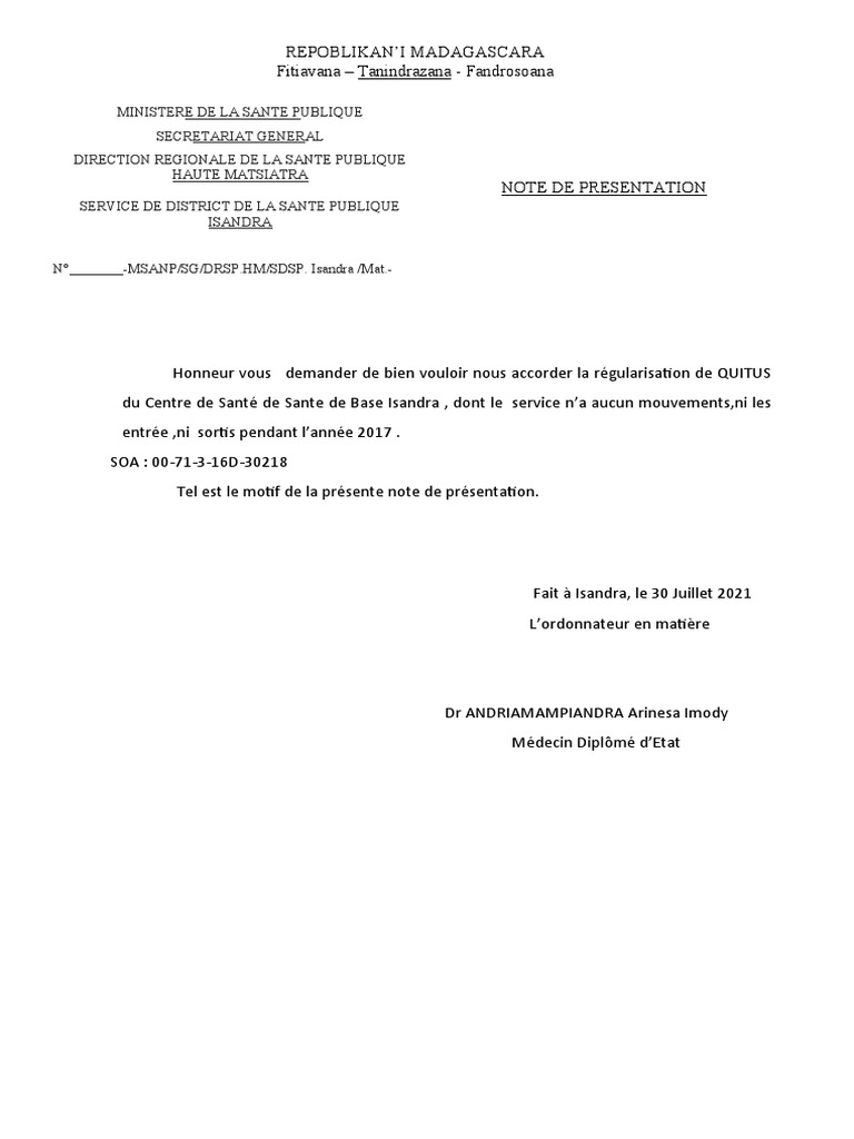 1 Note de Presentation | PDF