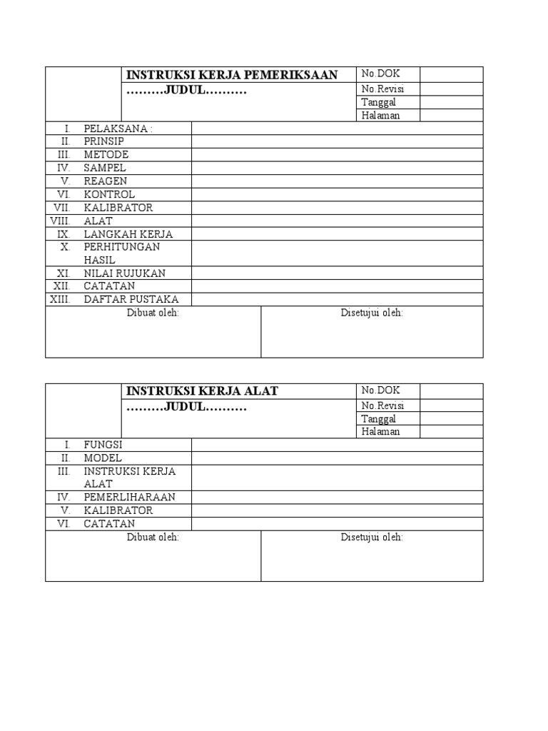 Format Instruksi Kerja | PDF | Teknologi & Rekayasa