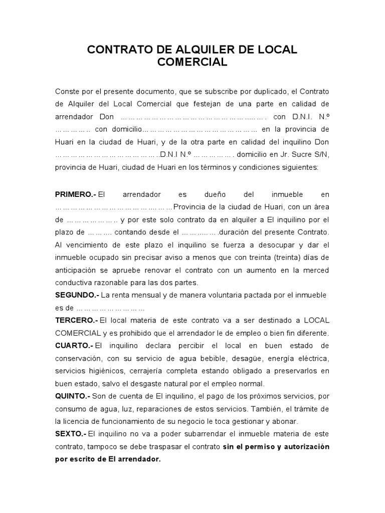 Contrato de Alquiler Local Comercial | PDF | Derecho