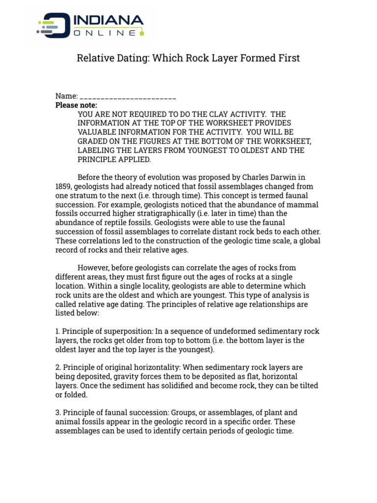 7.2 Relative Age Dating Activity | PDF | Geology | Rock (Geology)