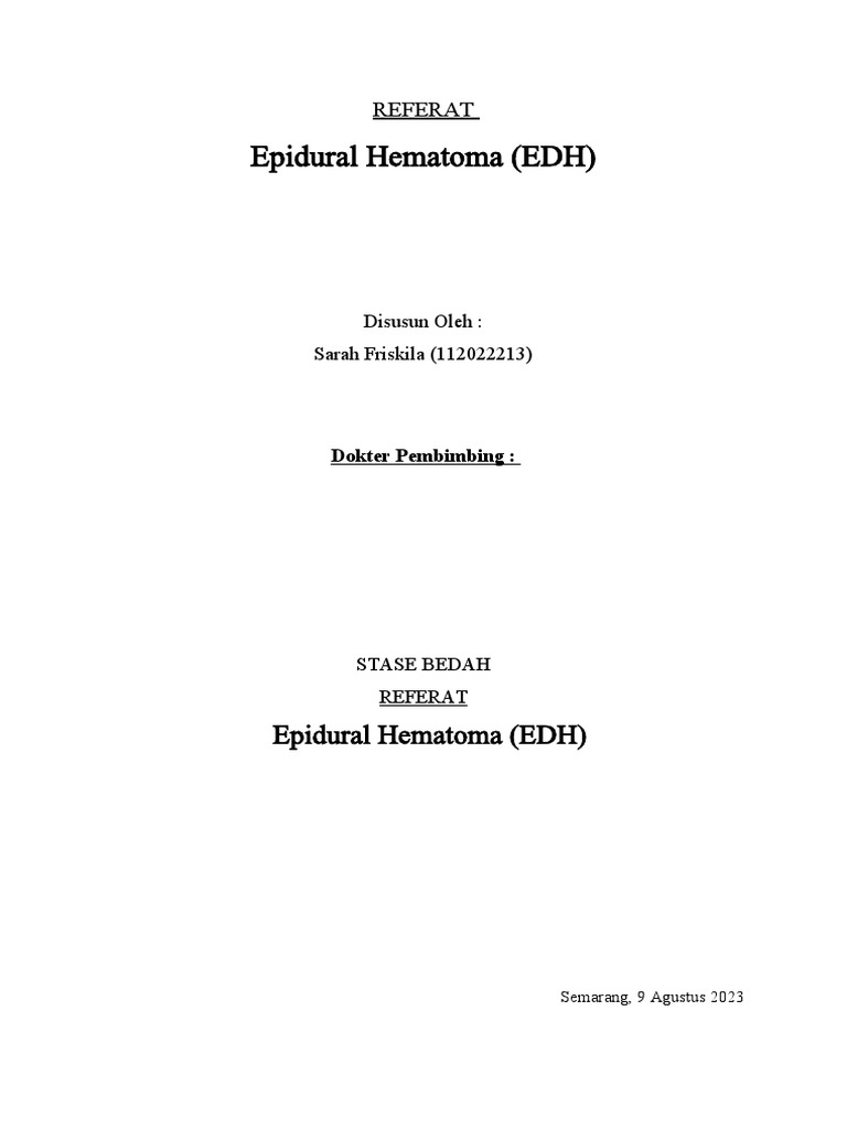 Perdarahan Epidural (EDH) | PDF