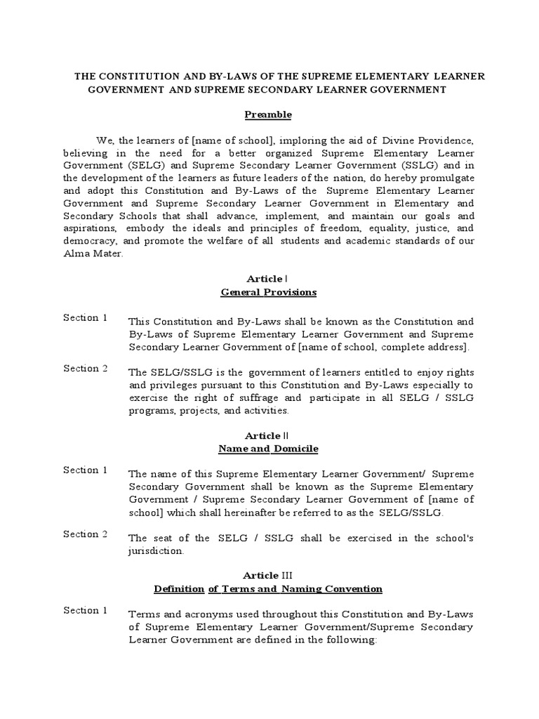 SELG and SSLG CBL Declaration of Adoption and Ratification | PDF | Governance | Constitution