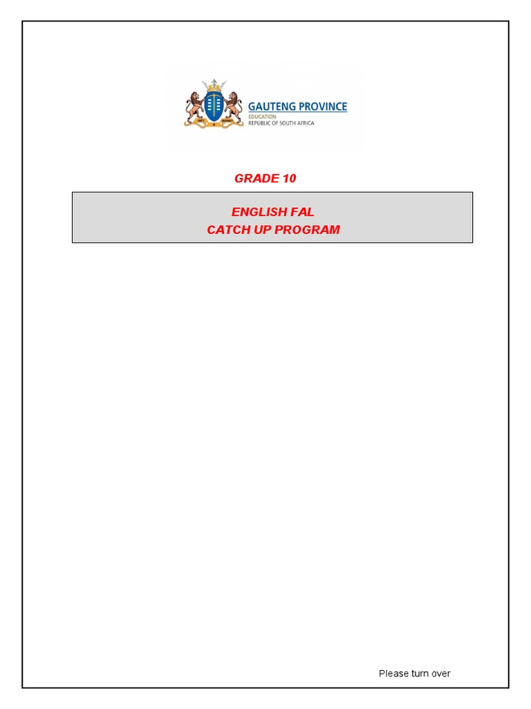 English Fal Grade 10 Catch Up | PDF | Cartoon | Advertising