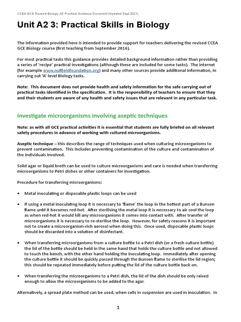 A2 Biology Practical Support Booklet | PDF | Agarose Gel ...