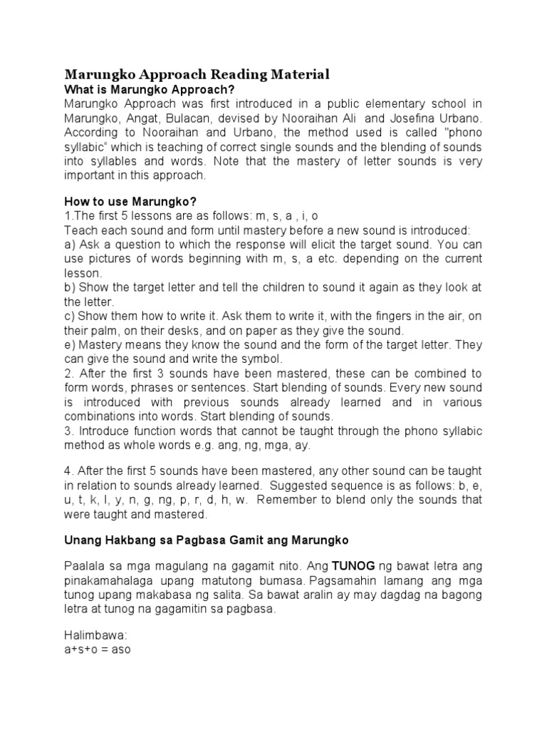 Marungko Approach Reading Materials | PDF | Language Arts & Discipline ...
