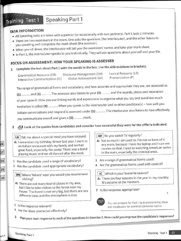 Training Exam #1 - Speaking | PDF