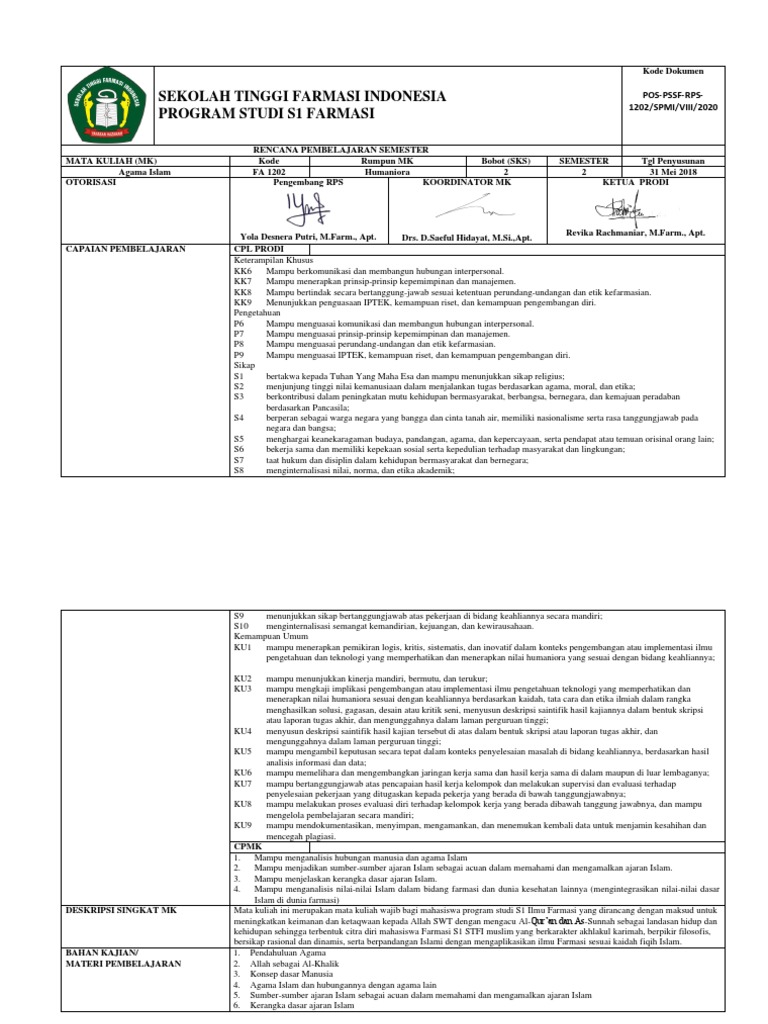 RPS MK Agama Islam | PDF