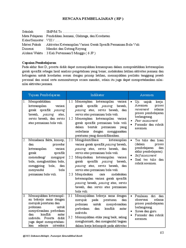 Variasi Pembelajaran Bola Voli SMP | PDF