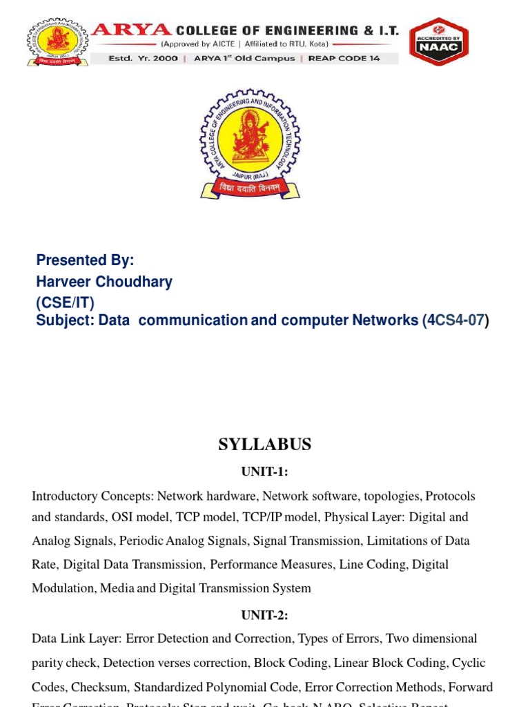 4CS4 DCCN Unit 1 | PDF | Osi Model | Network Topology