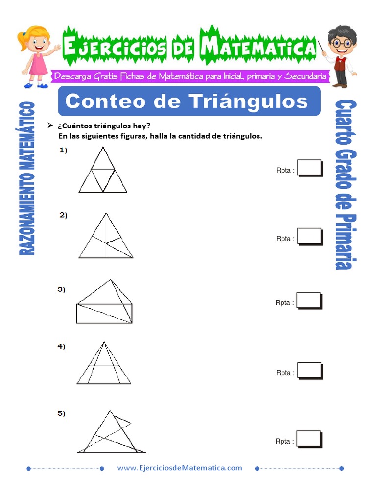 Ejercicios de Conteo de Triangulos para Cuarto de Primaria | PDF