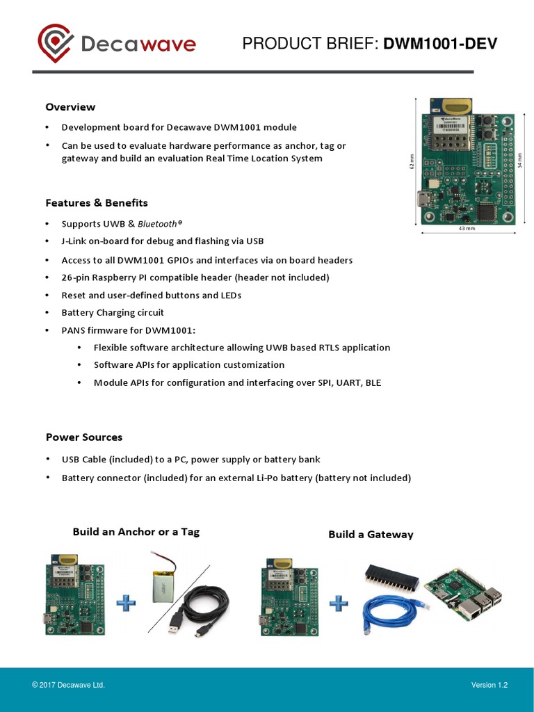 DWM1001-DEV Product Brief | PDF | Usb | Manufactured Goods