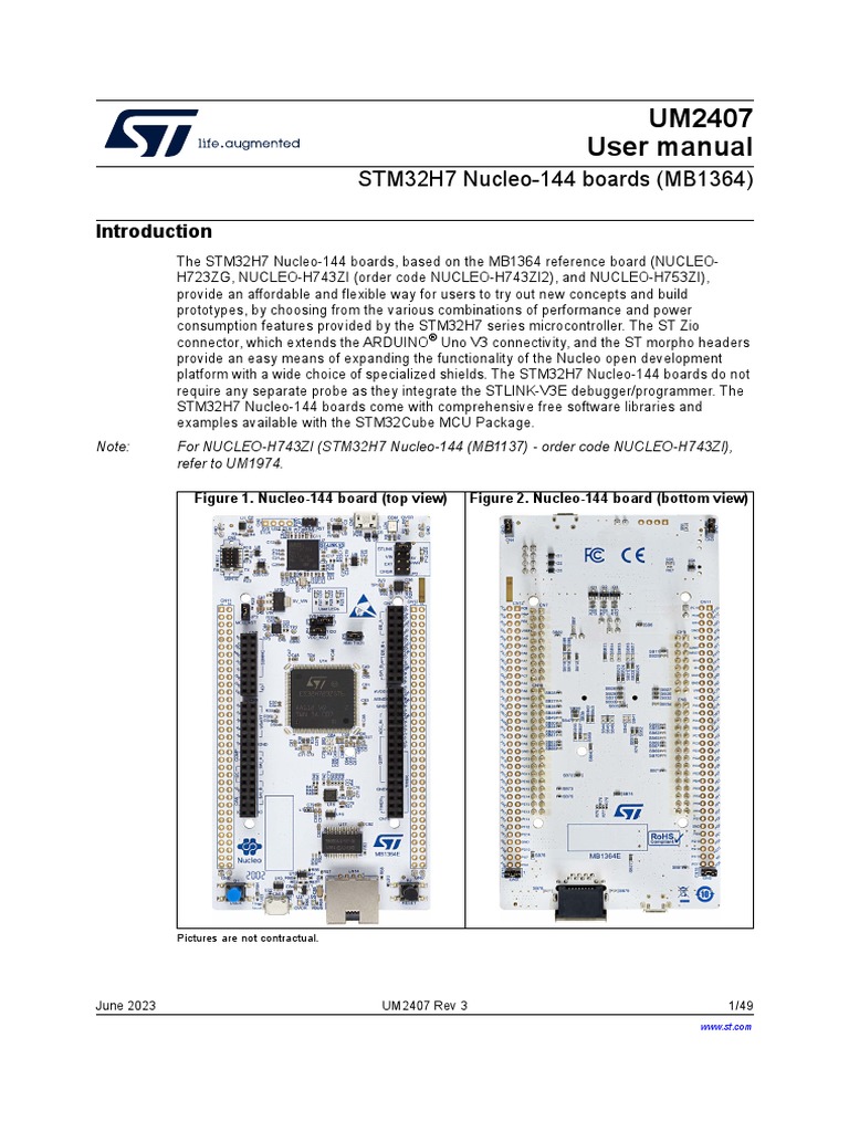 Um2407 stm32h7 Nucleo144 Boards mb1364 Stmicroelectronics | PDF | Usb | Microcontroller