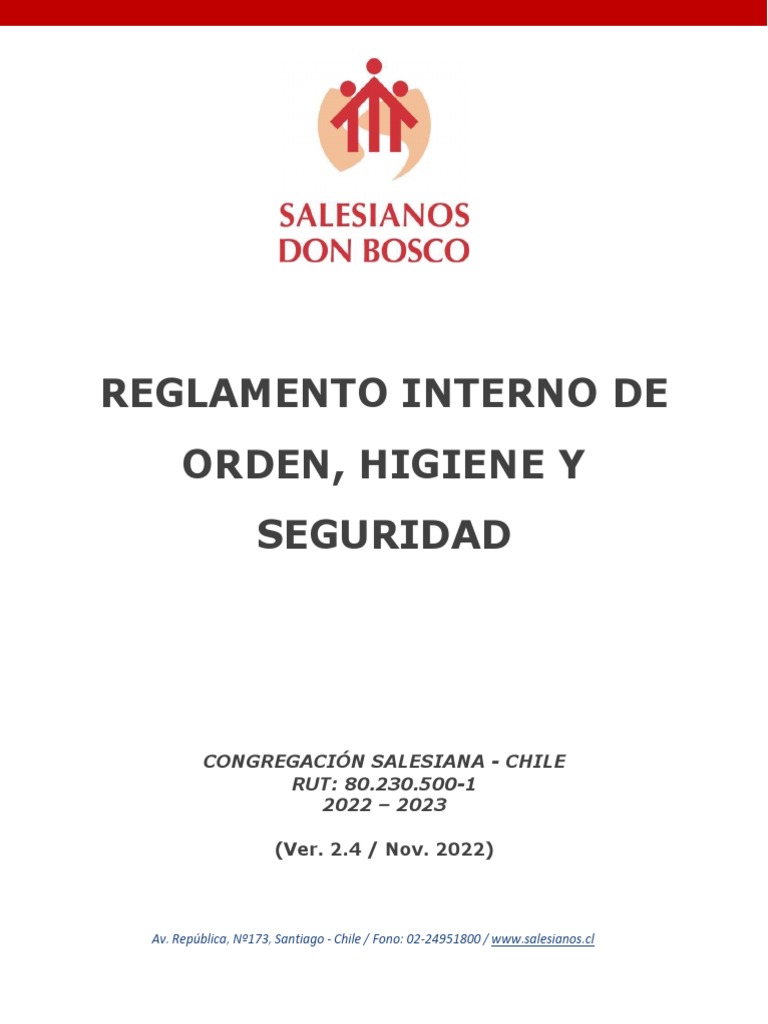 Reglamento Interno de Orden, Higiene y Seguridad 2023 | PDF | Derecho laboral | Tiempo de trabajo