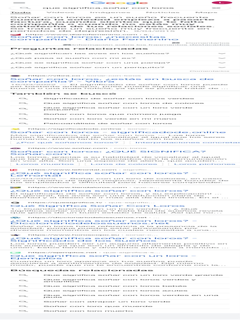 Que Significa Soñar Con Loros Buscar Con Google Pdf Soledad Sueño