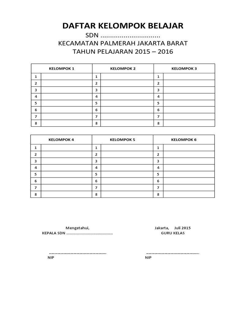 06 Daftar Kelompok Belajar | PDF