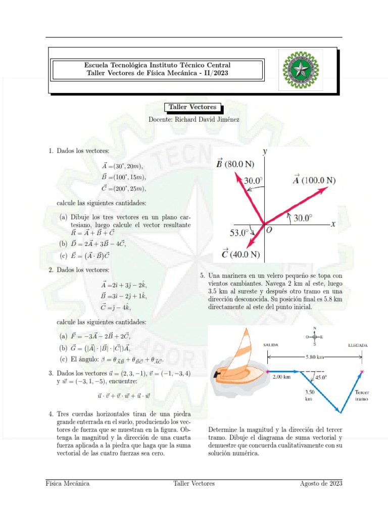 Taller Vectores | PDF | Vector Euclidiano | Ciencias fisicas