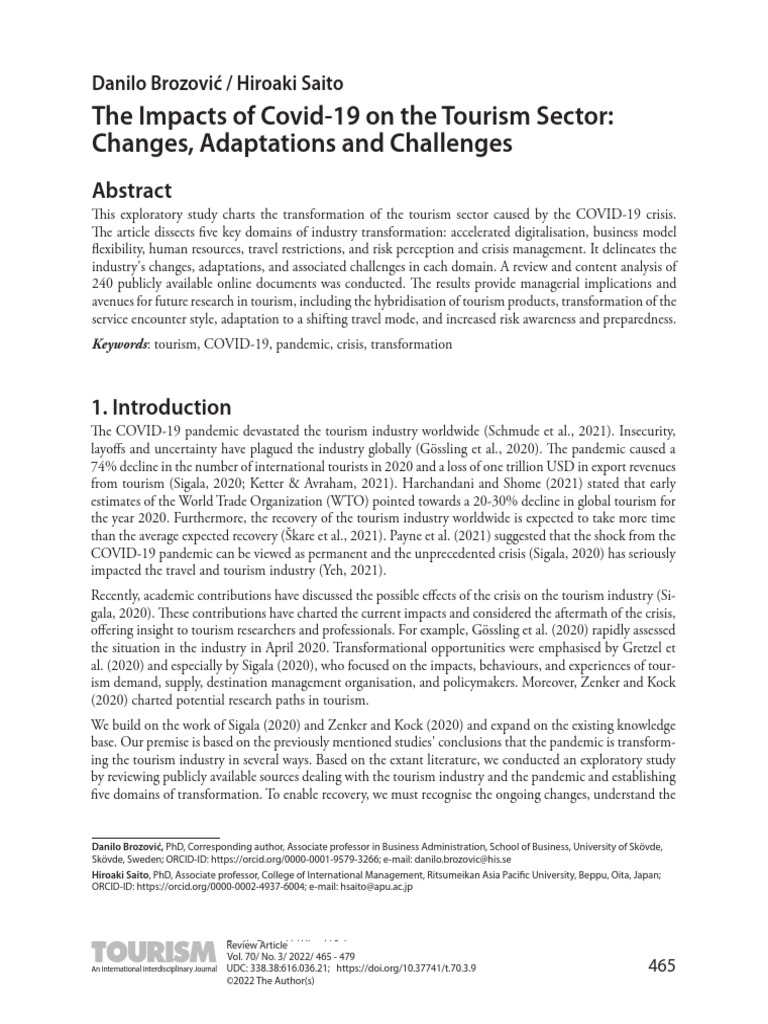 The Impacts of Covid in Tourism | PDF | Employment | Tourism