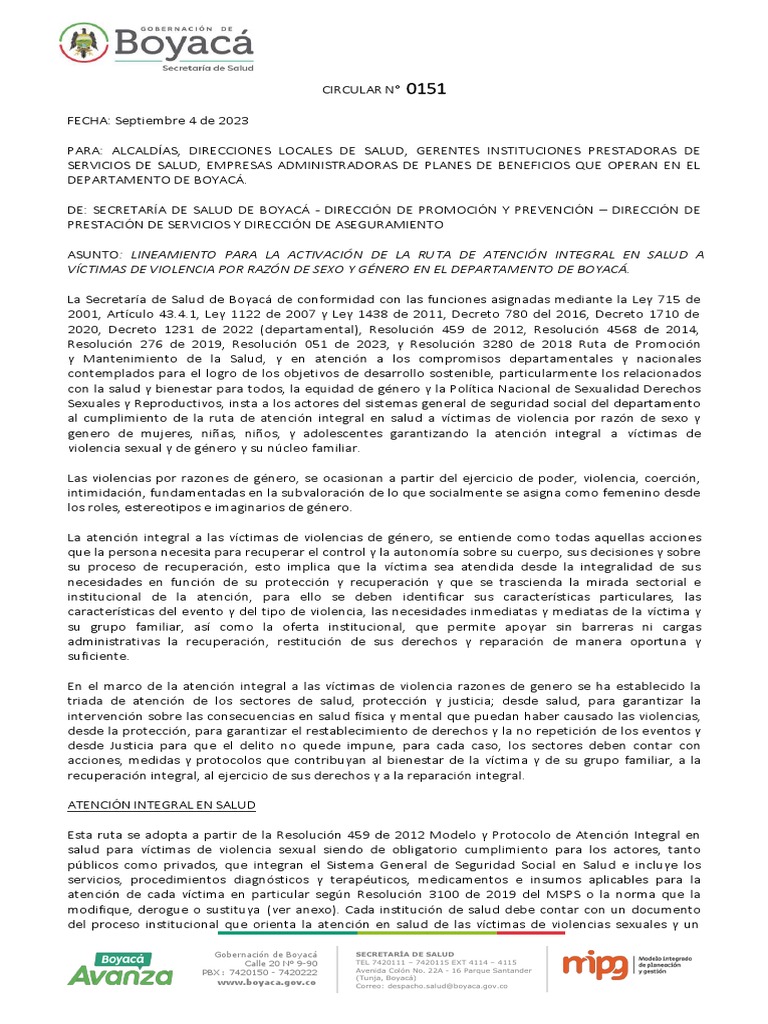 Circular Activación Ruta Vbg Final_firmado (1) | PDF | Violencia | Justicia