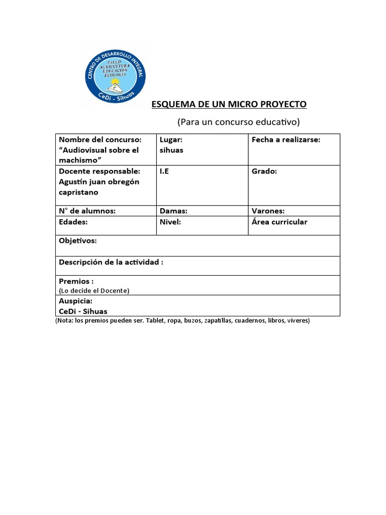 Esquema de Un Micro Proyecto | PDF