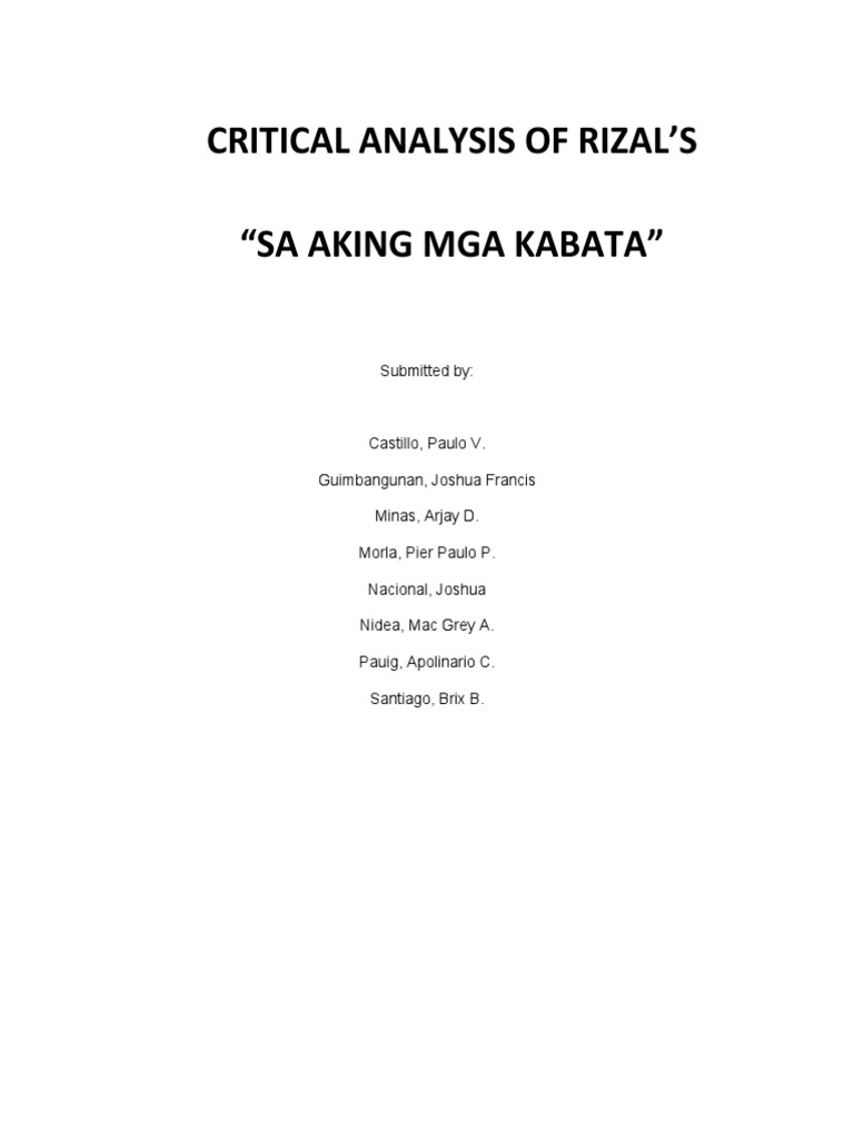 Critical Analysis | PDF | Philippines | Tagalog Language