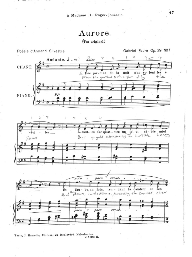 Fauré - Aurore | PDF