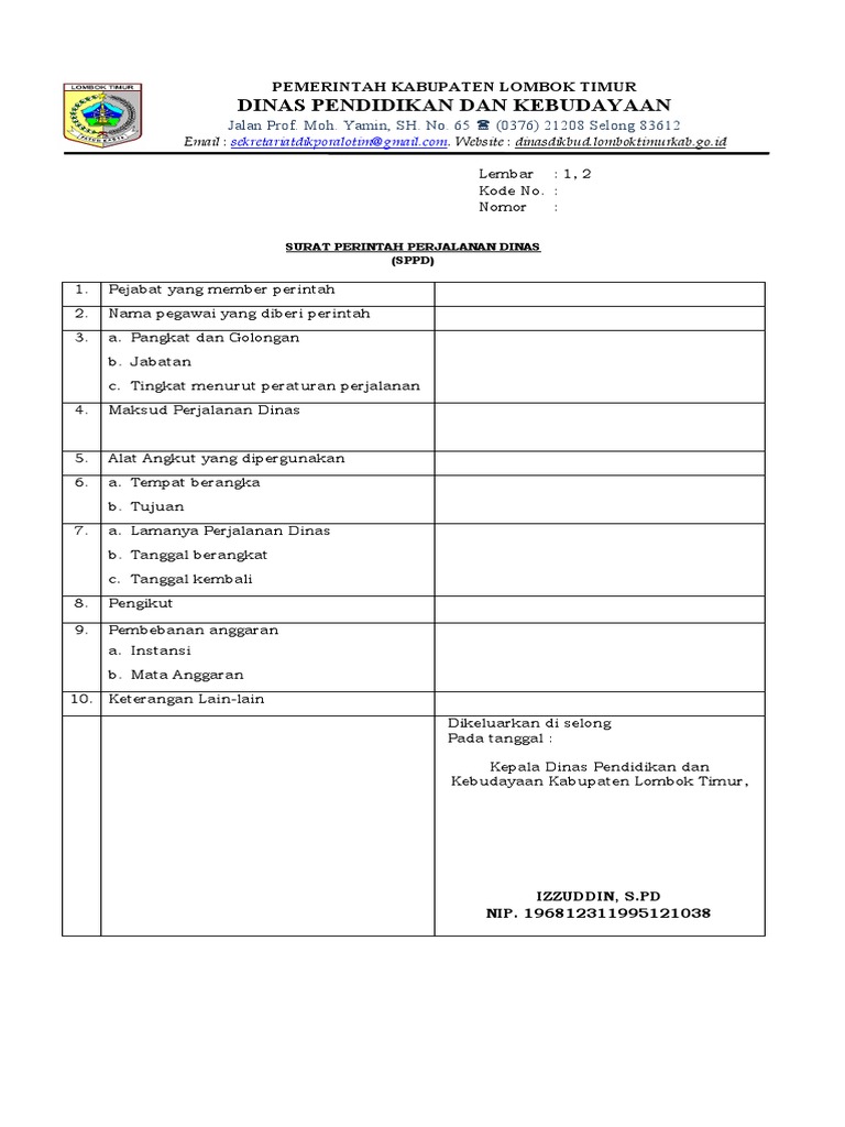 SPPD Kosong Perjadin | PDF