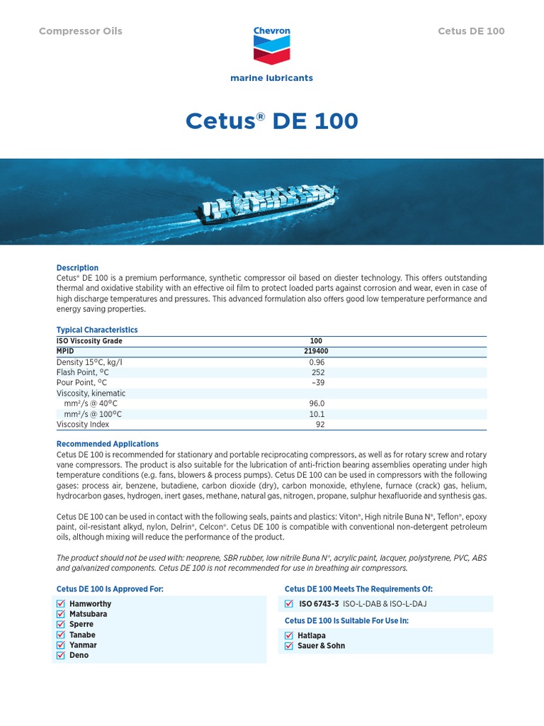 Chevron - PDS - Compressor Oils - CetusDE - v0920 | PDF | Lubricant | Paint