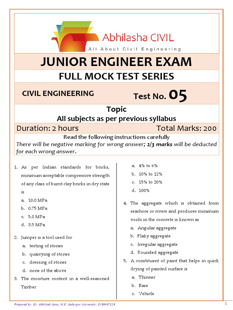 Full Mock Test Series 05 | PDF | Stress (Mechanics) | Elasticity (Physics)