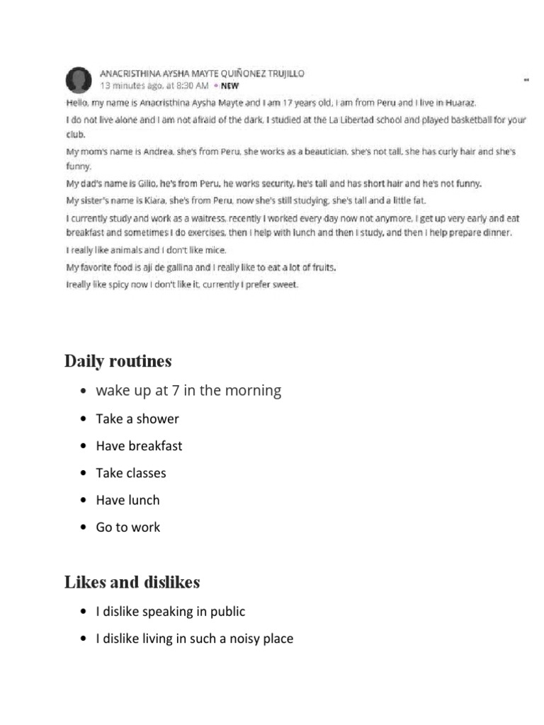 Daily Routines | PDF