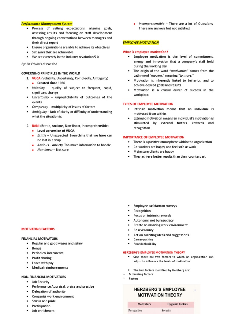 Performance Management System Pdf Motivational Motivation