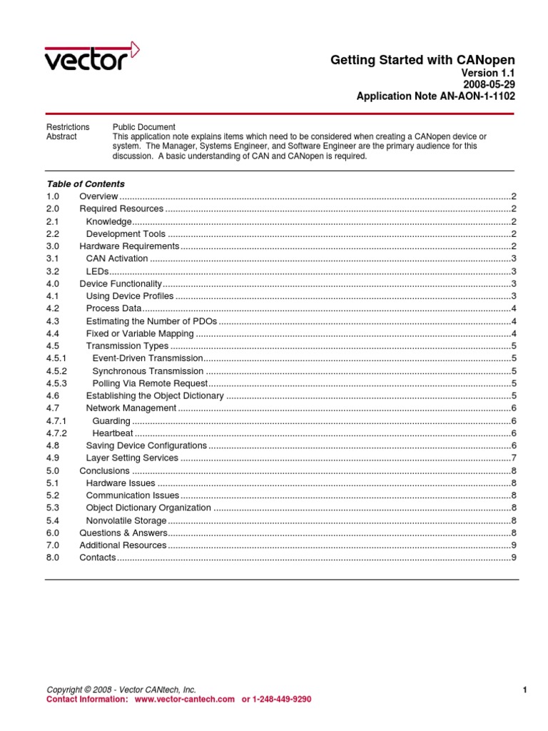 AN-AON-1-1102 Getting Started With CANopen | PDF | Computer Networking | Data Transmission