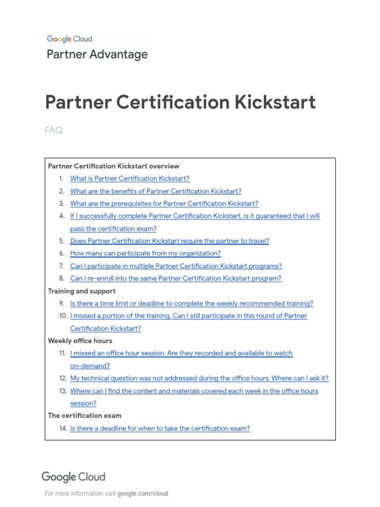 Partner Certification Kickstart FAQ - Y21 | PDF | Cloud Computing ...