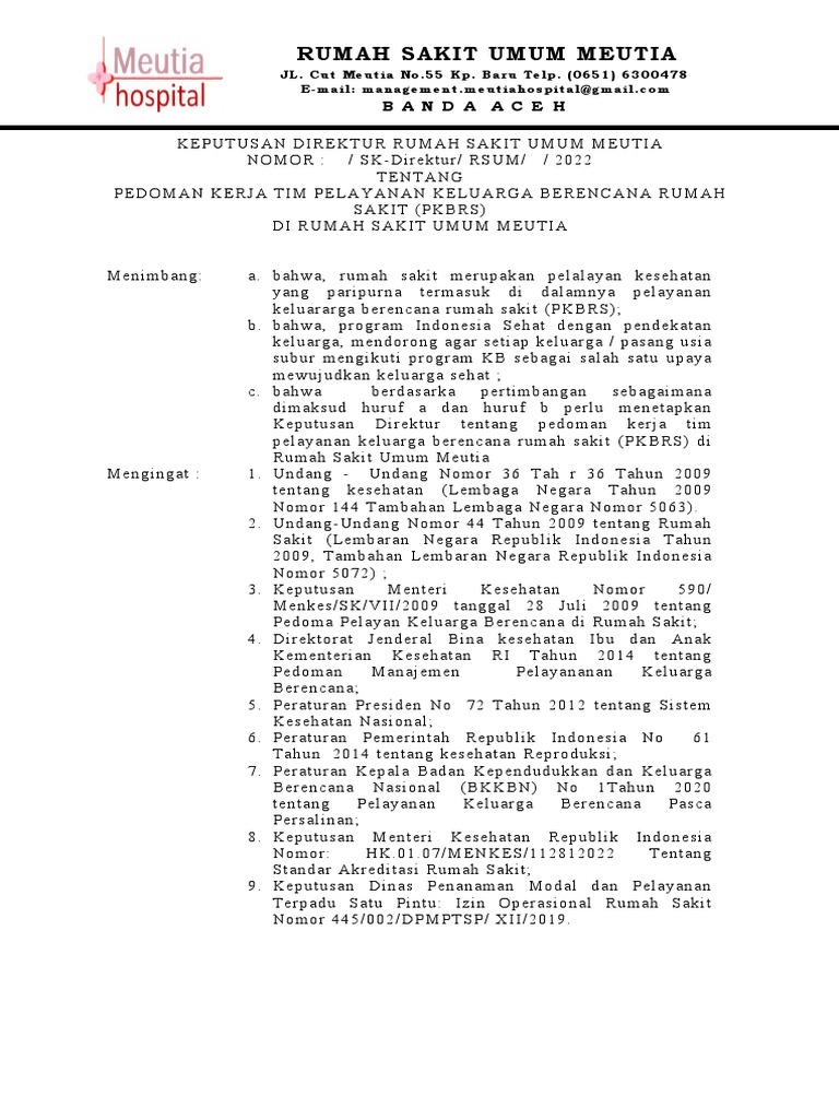 Pedoman Kerja Tim Pkbrs | PDF