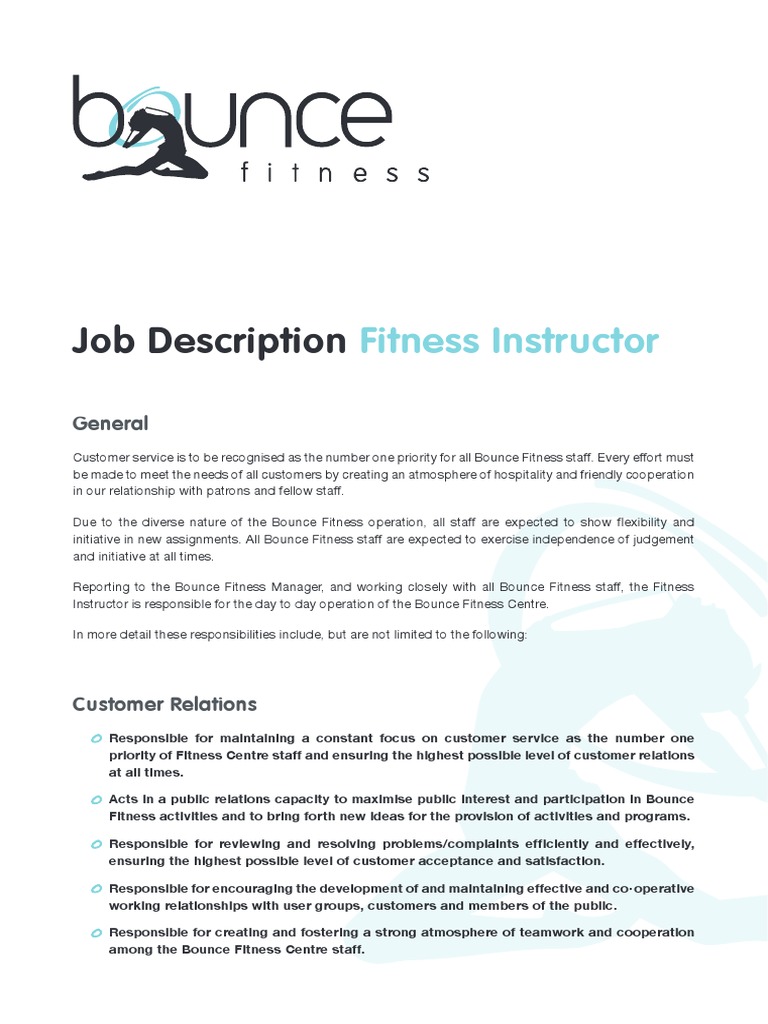 BSBHRM411 Case Study - Bounce Fitness - Fitness Instructor Job ...