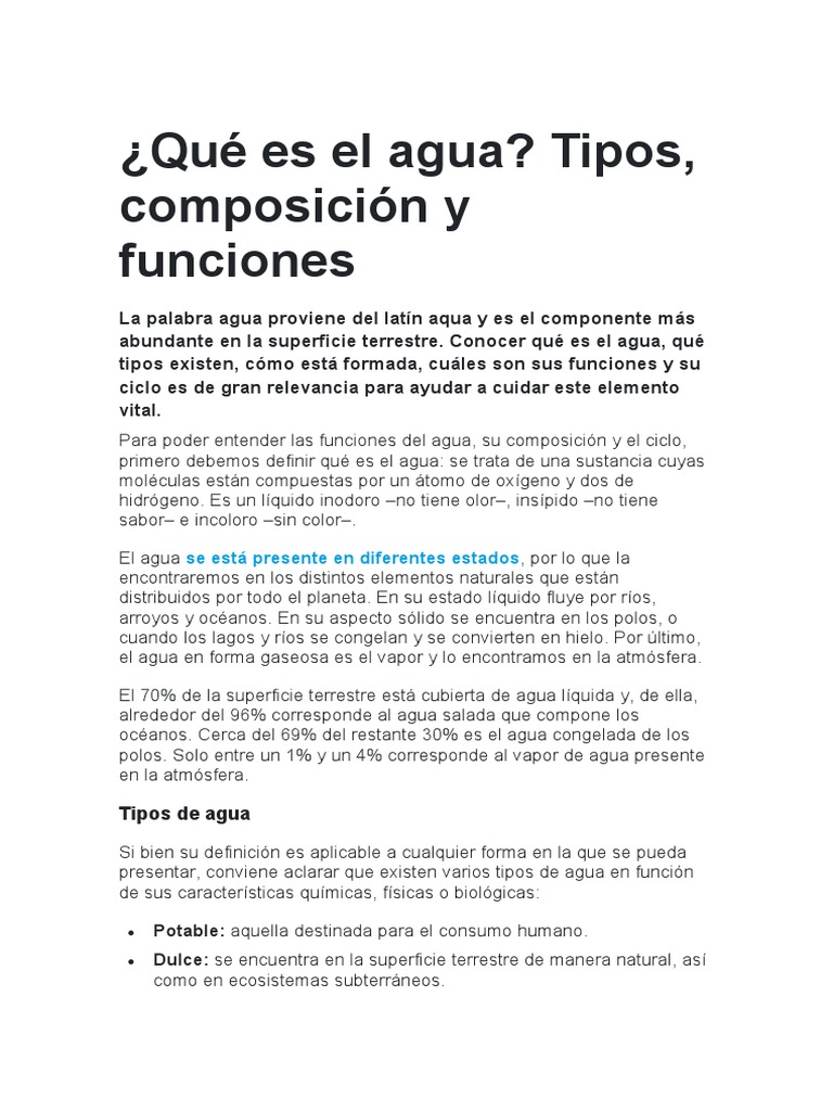 Qué Es El Agua | PDF