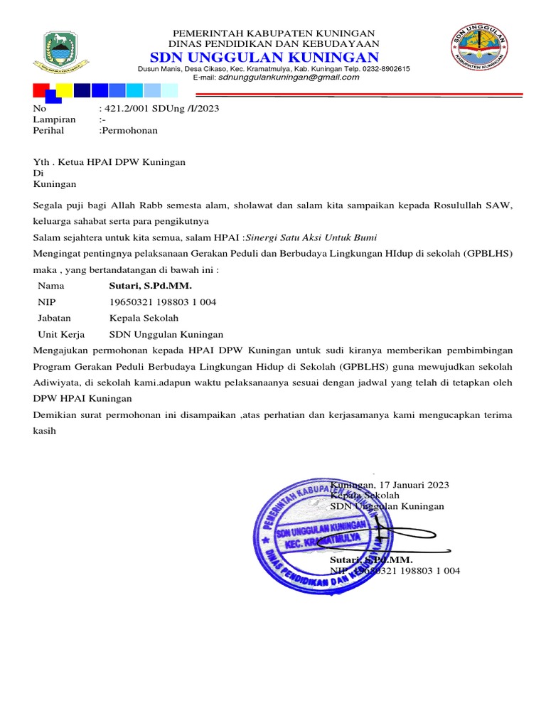 Surat Permohonan Adiwiyata | PDF Surat Permohonan Adiwiyata | PDF