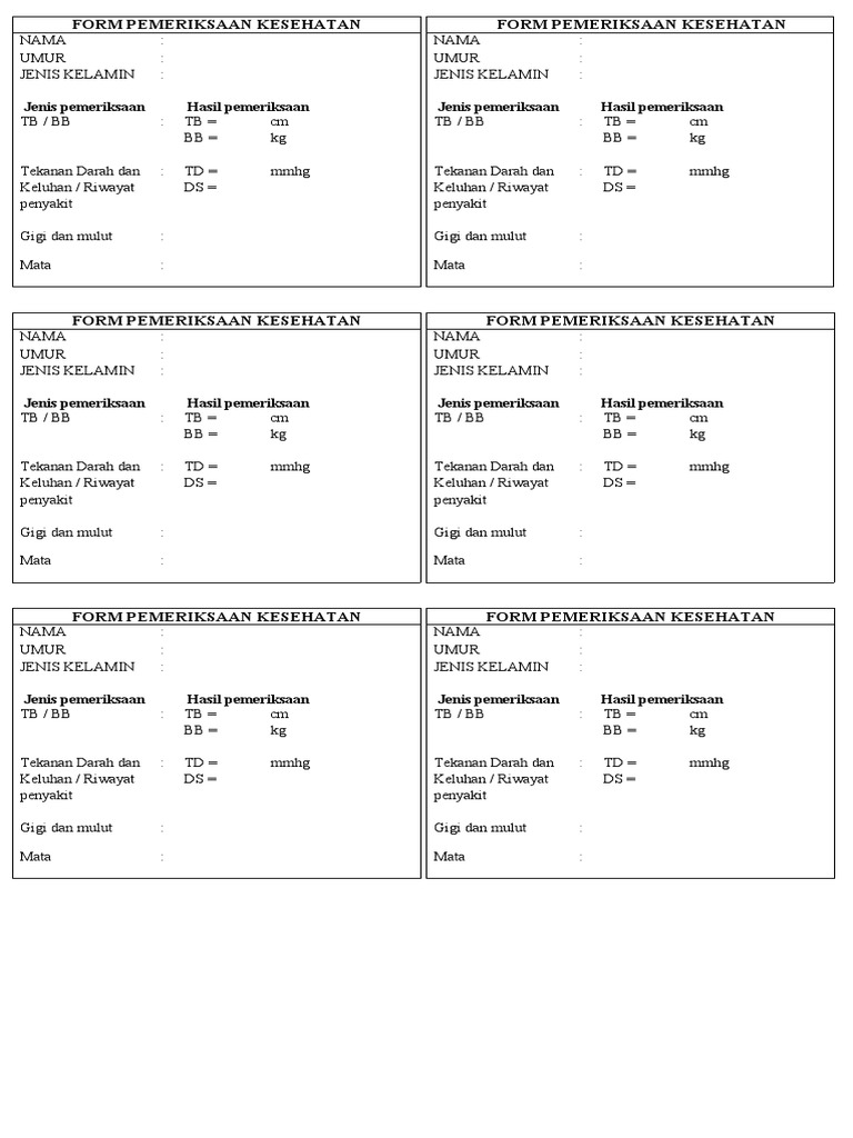Form Skrining Kesehatan Gigi | PDF | Gaya Hidup