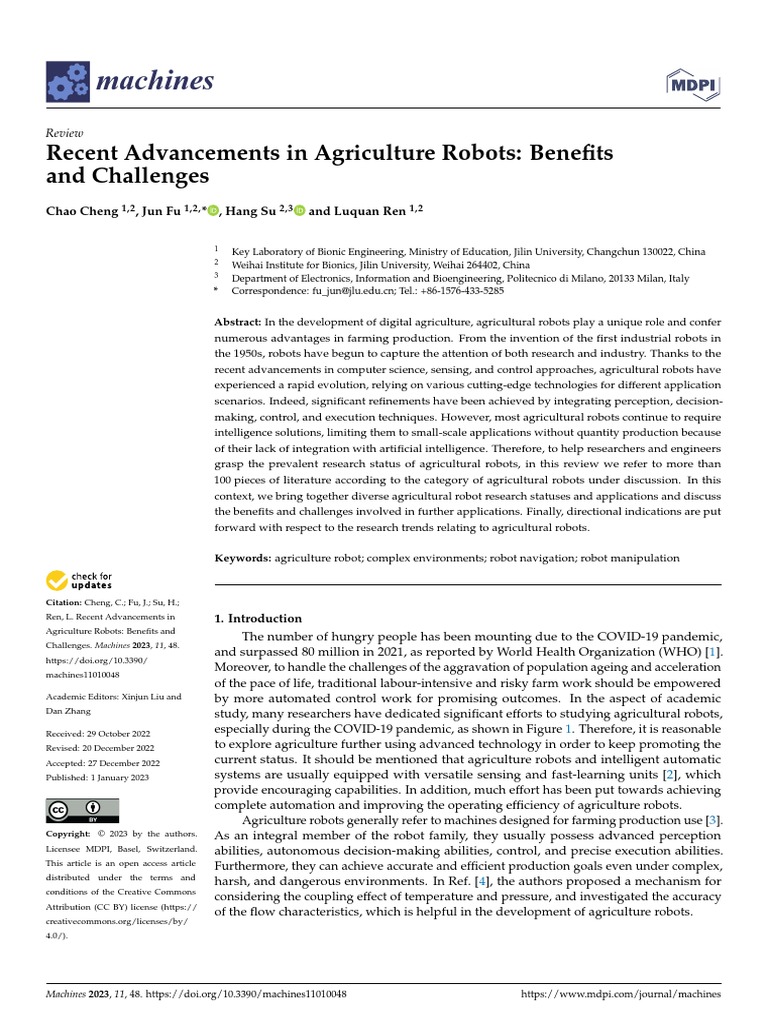 Recent Advancements in Agriculture Robots Benefits | PDF | Robot | Robotics