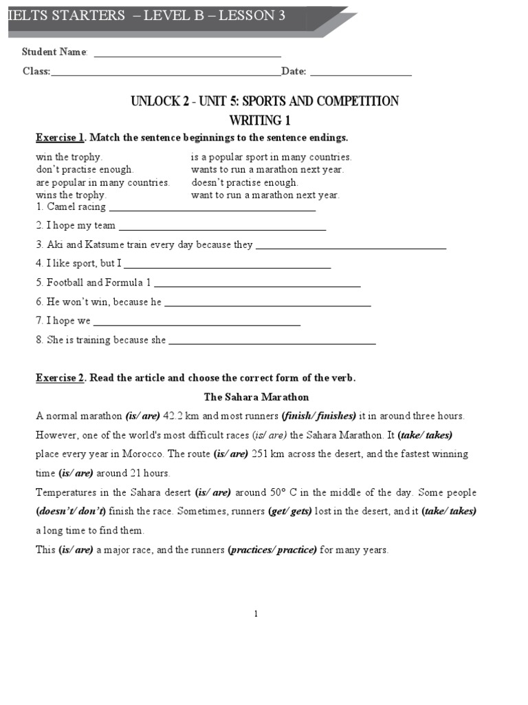 WS - Unlock 2 - U5 - Lesson 3 Writing 1 | PDF