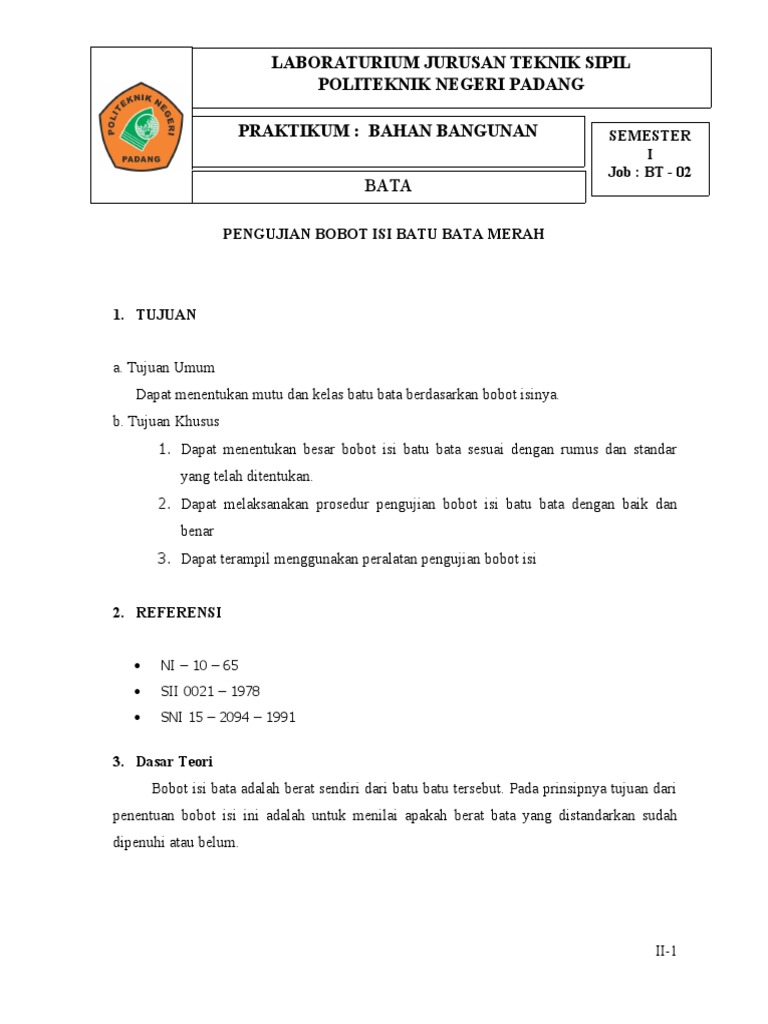 02 Pengujian Bobot Isi Batu Bata Merah | PDF