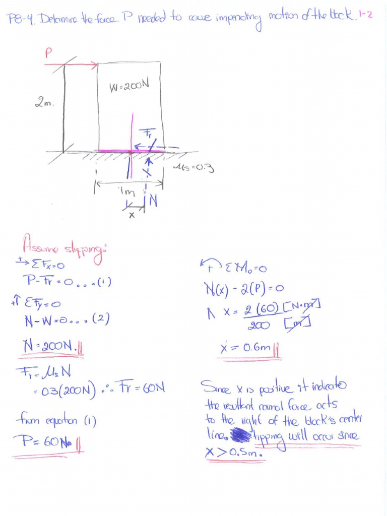 Hibbeler Engineering Mechanics Statics Chapter 8-4 | PDF