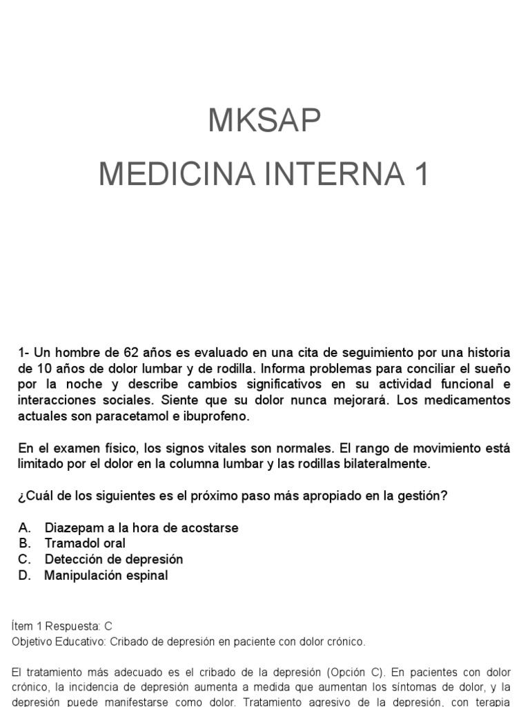 Mksap Mi1 | PDF | Trastorno depresivo mayor | Diabetes